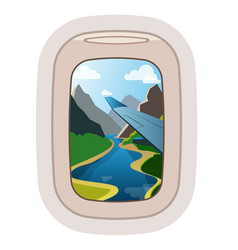 Airplane window template inside and outside view Vector Image