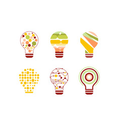 Idea bulb different abstract design pastel icons Vector Image