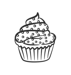 Cupcake line art hand drawn style doodle drawing Vector Image