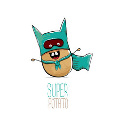 Funny cartoon cute brown super hero potato Vector Image