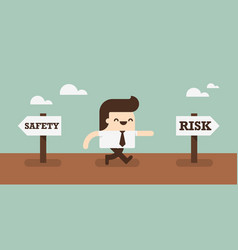 Cartoon of man or boy trying to push the button Vector Image