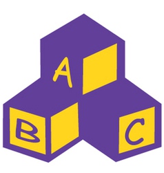 Kids playing with alphabet block Royalty Free Vector Image