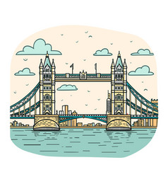 Tower bridge hand-drawn comic Royalty Free Vector Image
