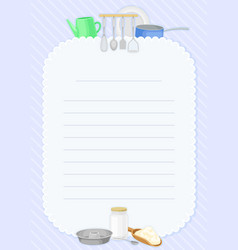 Vertical recipe card for notes making about food Vector Image