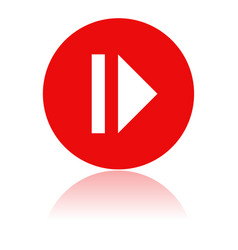Pause icon round red icon with reflection Vector Image