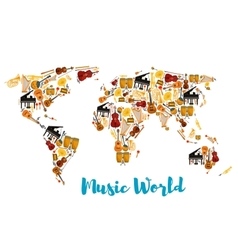 Musical instruments forming world map Royalty Free Vector