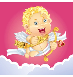 Cupid flying on a cloud Royalty Free Vector Image