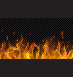 Long horizontal fire flame with smoke Royalty Free Vector
