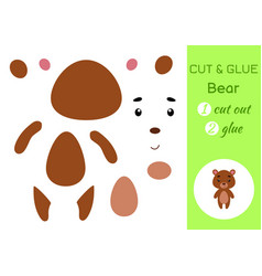 Cut and glue bear educational paper game Vector Image