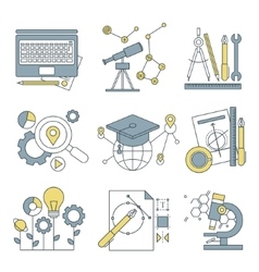 Set flat line icons for web development Royalty Free Vector