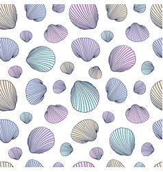 Seamless shell pattern hand drawn seashells Vector Image
