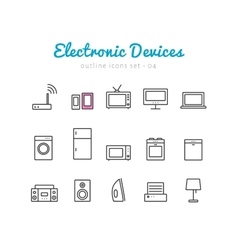 Set of electronic device outline icons Royalty Free Vector