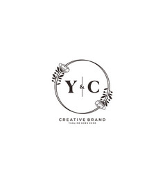 Initial yc letters beautiful floral feminine Vector Image
