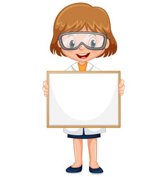 Blank sign template with cute girl on white Vector Image