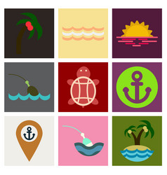 Set of sea simple icons Royalty Free Vector Image