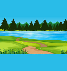 Outdoor lake nature scene Royalty Free Vector Image