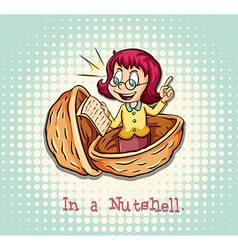 Girl in a nutshell idiom Royalty Free Vector Image