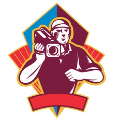 Film crew cameraman shooting filming camera Vector Image