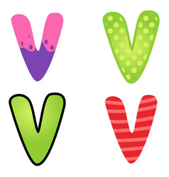 Cartoon capital letter v from monster alphabet Vector Image