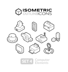 Isometric outline icons set 6 Royalty Free Vector Image