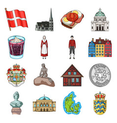 Symbol denmark buildings and other web icon in Vector Image