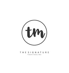 T m tm initial letter handwriting and signature Vector Image