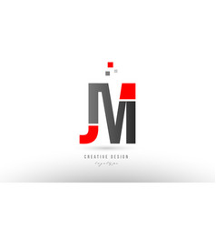 Red grey alphabet letter jb j b logo combination Vector Image