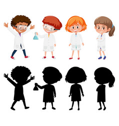 Set different kids wearing white laboratory Vector Image