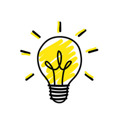 Glowing yellow light bulb Royalty Free Vector Image