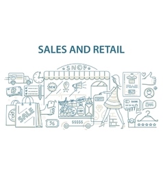 Doodle style design concept of retail commerce Vector Image