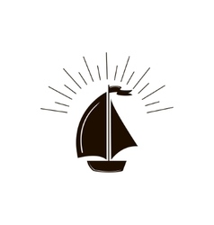 Yacht icon cute ship with sails sea boat Vector Image