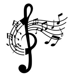 Black treble clef with wing Royalty Free Vector Image