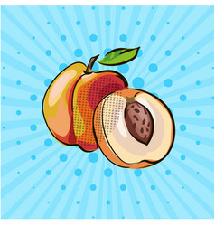 Pomegranate with leaves fresh fruit drawing Vector Image