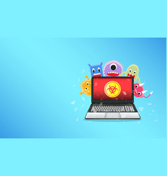 Trojan horse virus computer destroy laptop Vector Image