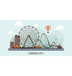 Funfair with ferris wheel Royalty Free Vector Image