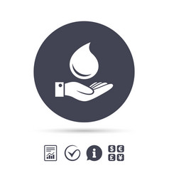 Water drop and hand sign save water symbol Vector Image