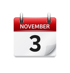 November 3 flat daily calendar icon date Vector Image