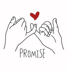 Promise outline with red heart Royalty Free Vector Image
