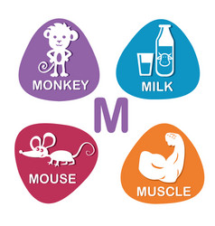 Cute alphabet in m letter for monkey milk Vector Image