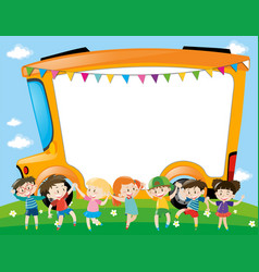 Border template with boy and girl in park Vector Image