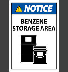 Notice benzene storage area sign on white Vector Image