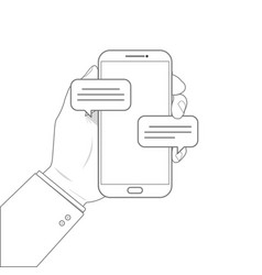 Message on phone screen hand holding mobile Vector Image