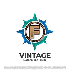 Letter o with compass logo concept colorful Vector Image