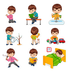 Kids daily routine activities Royalty Free Vector Image