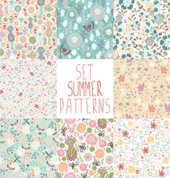 Set seamless floral backgrounds Royalty Free Vector Image