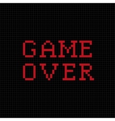 Pixel game over text with three hearts Royalty Free Vector