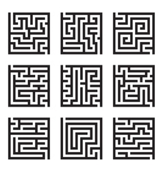 Nine simple maze isolated set Royalty Free Vector Image