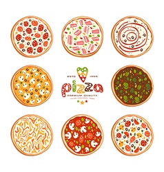 Pizza icons italian cuisine menu elements Vector Image