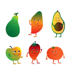 Cute humanized fruit with smiling face big Vector Image
