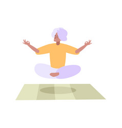 Meditating old yogi man in yellow clothes sitting Vector Image